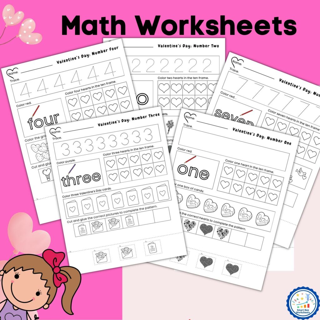 Valentine's Day Math Worksheets. NO PREP Math Activities PreK ...