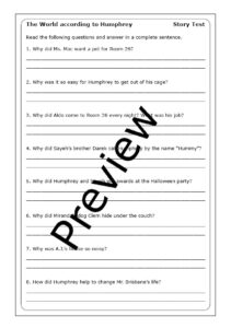 Betty G. Birney "The World according to Humphrey" worksheets | Made By ...