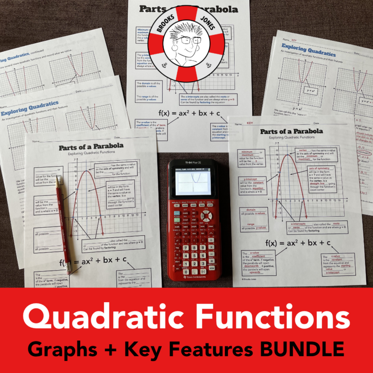 Parts of a Parabola/Exploring Quadratics BUNDLE: Guided Notes/Practice ...