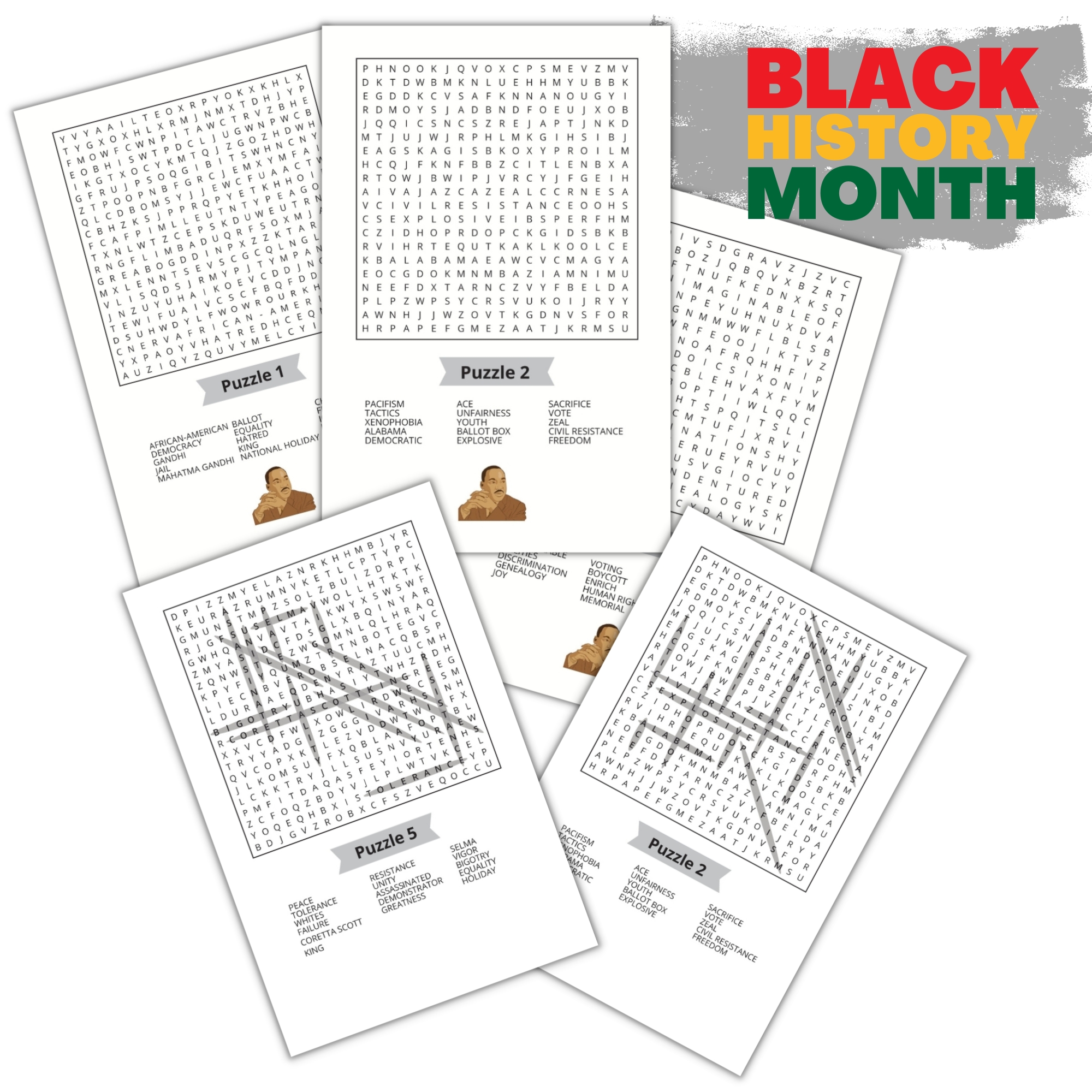 Black History Month, Word Search Activity, 8 Activity Pages. Word ...