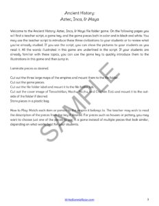 Ancient History: Aztec, Inca & Maya File Folder Game | Made By Teachers