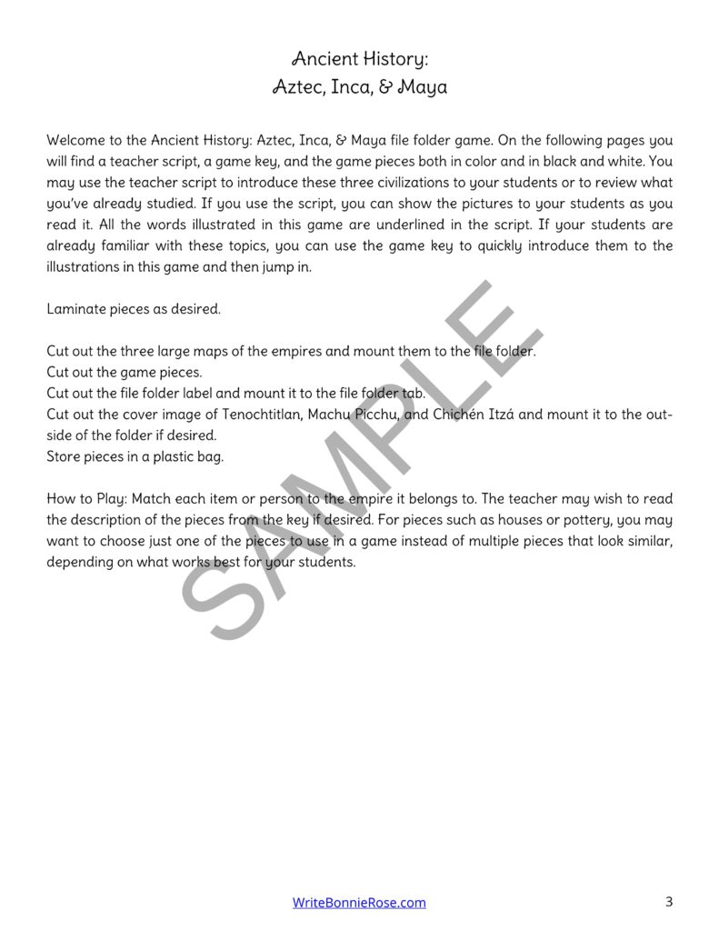 Ancient History: Aztec, Inca & Maya File Folder Game | Made By Teachers