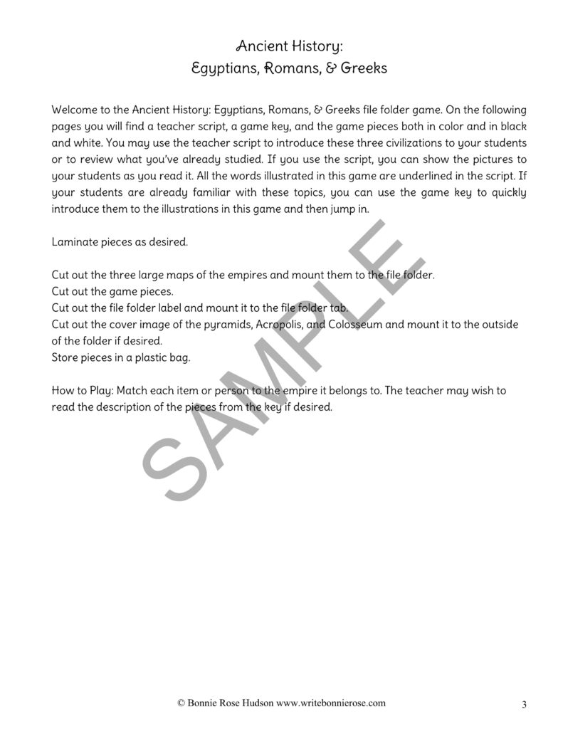 Ancient History: Egyptians, Romans, and Greeks File Folder Game | Made ...