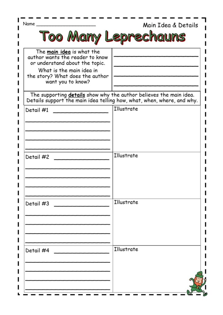 Too Many Leprechauns Main Idea Sequence Retell Summarize | Made By Teachers