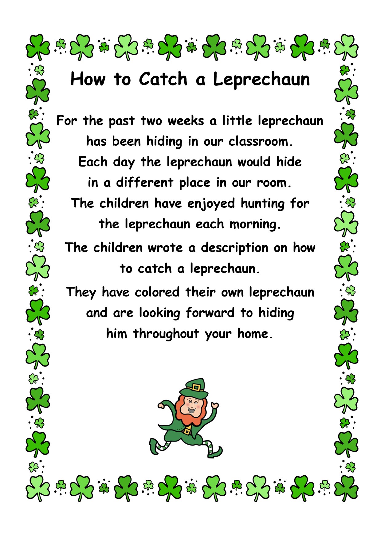 Too Many Leprechauns Main Idea Sequence Retell Summarize | Made By Teachers