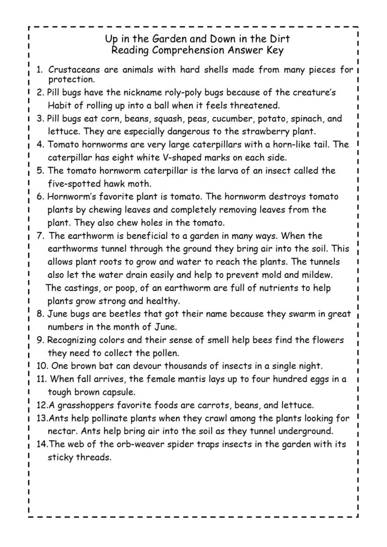 Up in the Garden & Down in the Dirt Reading Comprehension | Made By ...