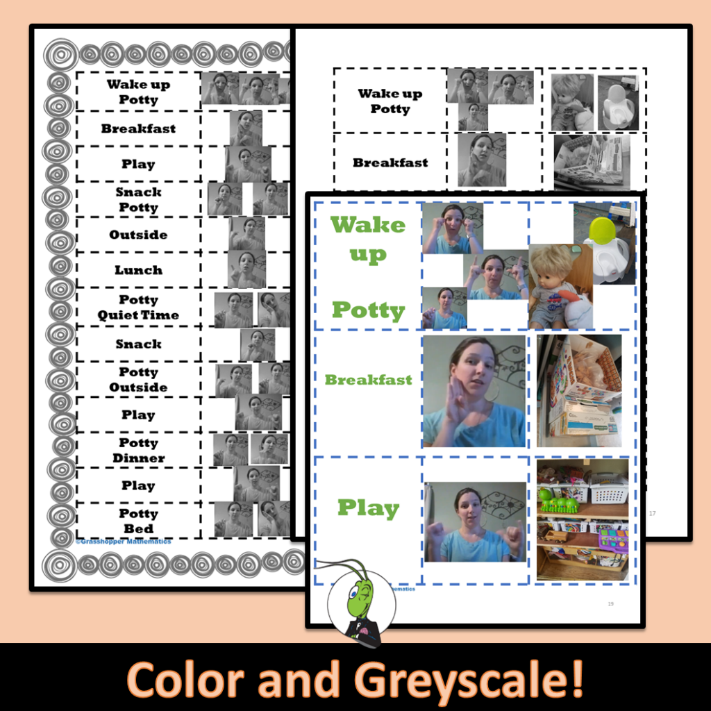 Toddler Day Schedule Visual with Pictures American Sign Language (ASL ...