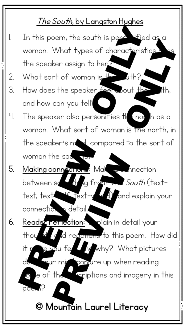 Langston Hughes Poetry Mini-Unit for Figurative Language and Imagery ...