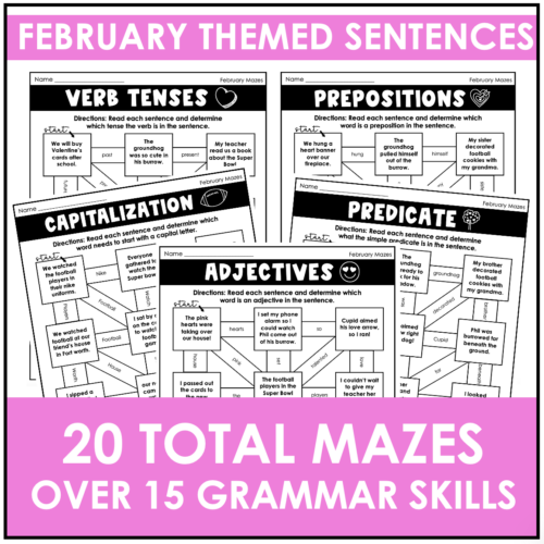 Grammar Practice Worksheets | February Maze Activities | Made By Teachers
