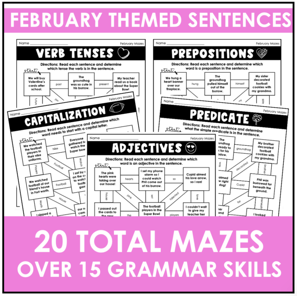 Grammar Practice Worksheets | February Maze Activities | Made By Teachers