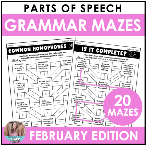 Grammar Practice Worksheets | February Maze Activities | Made By Teachers