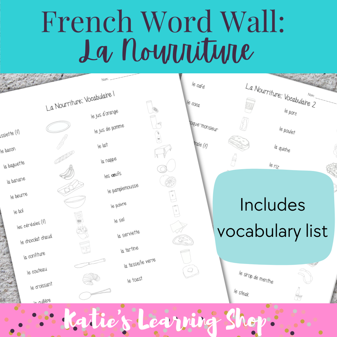 French Word Wall: La Nourriture | Food | Made By Teachers