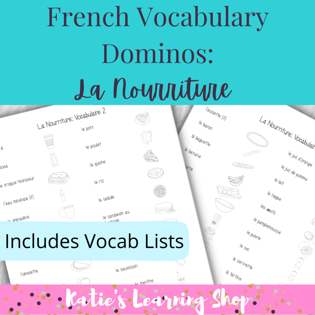 French Vocabulary Dominos: La Nourriture | Food | Made By Teachers