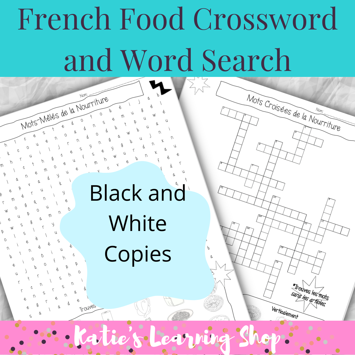 French Word Search and Crossword: La Nourriture | Food | Made By Teachers