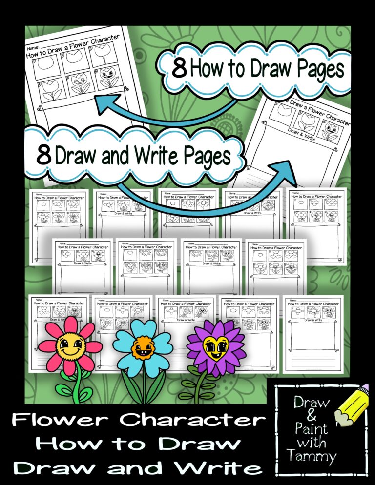 Directed Drawing Flower Character Spring How to Draw and Write Art Sub ...