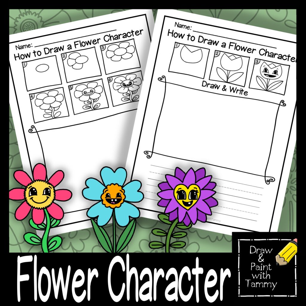 Directed Drawing Flower Character Spring How to Draw and Write Art Sub ...