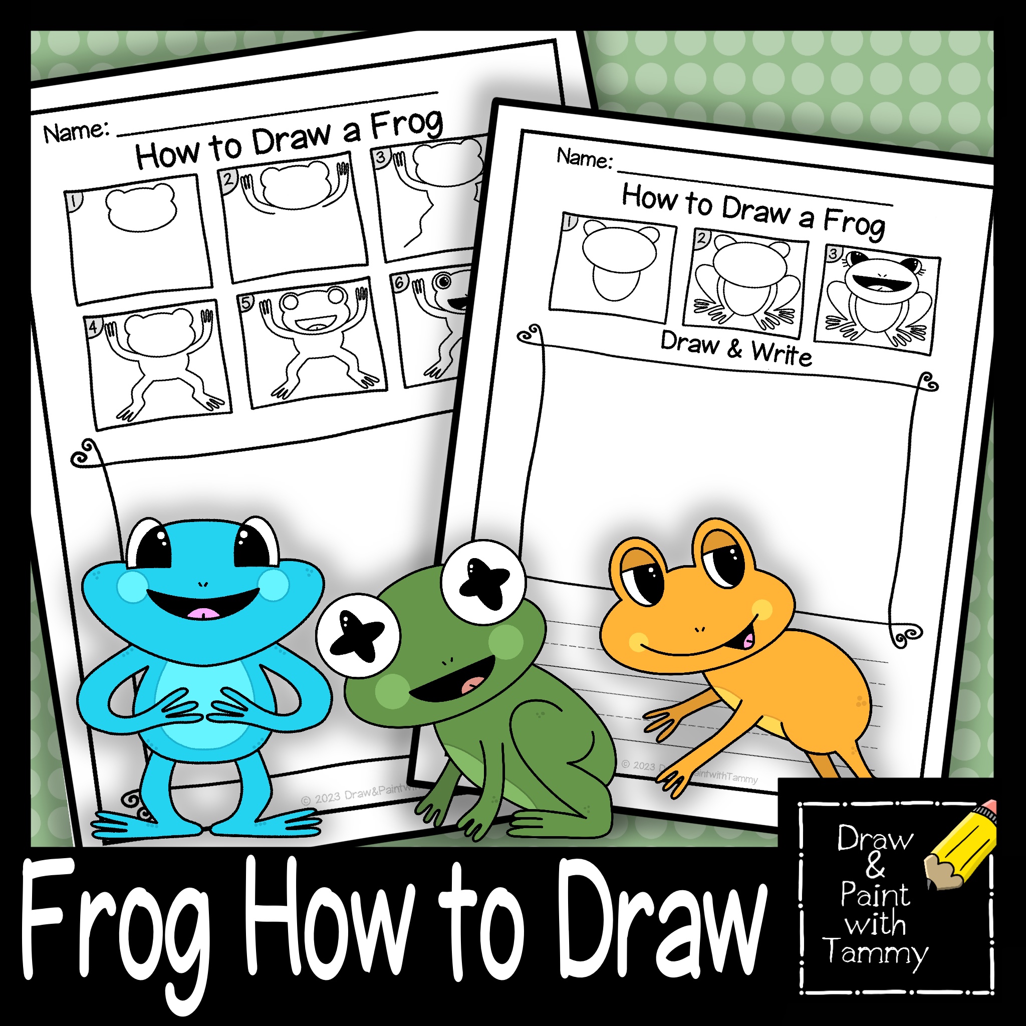 Directed Drawing Frog How to Draw Spring with Draw and Write Printable ...