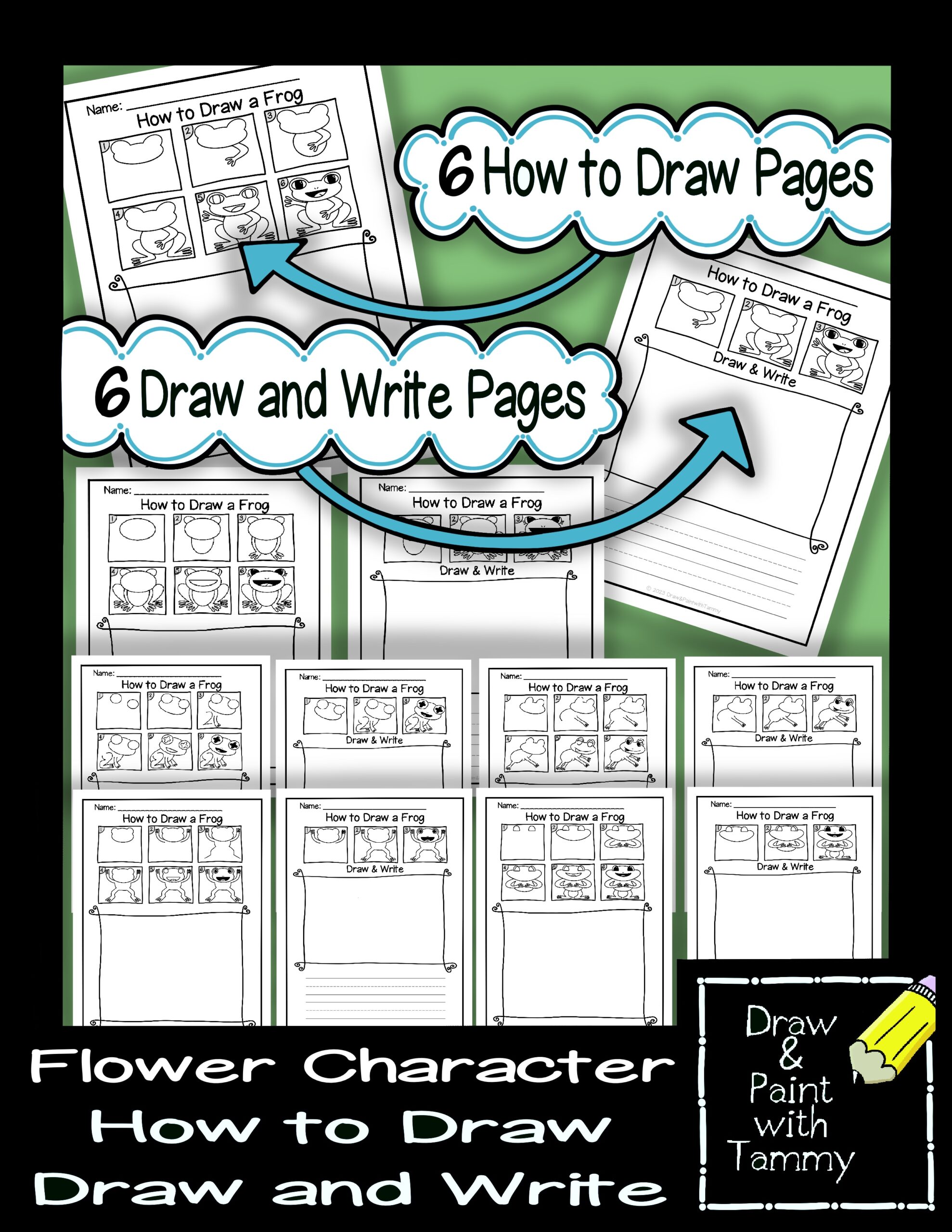 Directed Drawing Frog How to Draw Spring with Draw and Write Printable ...