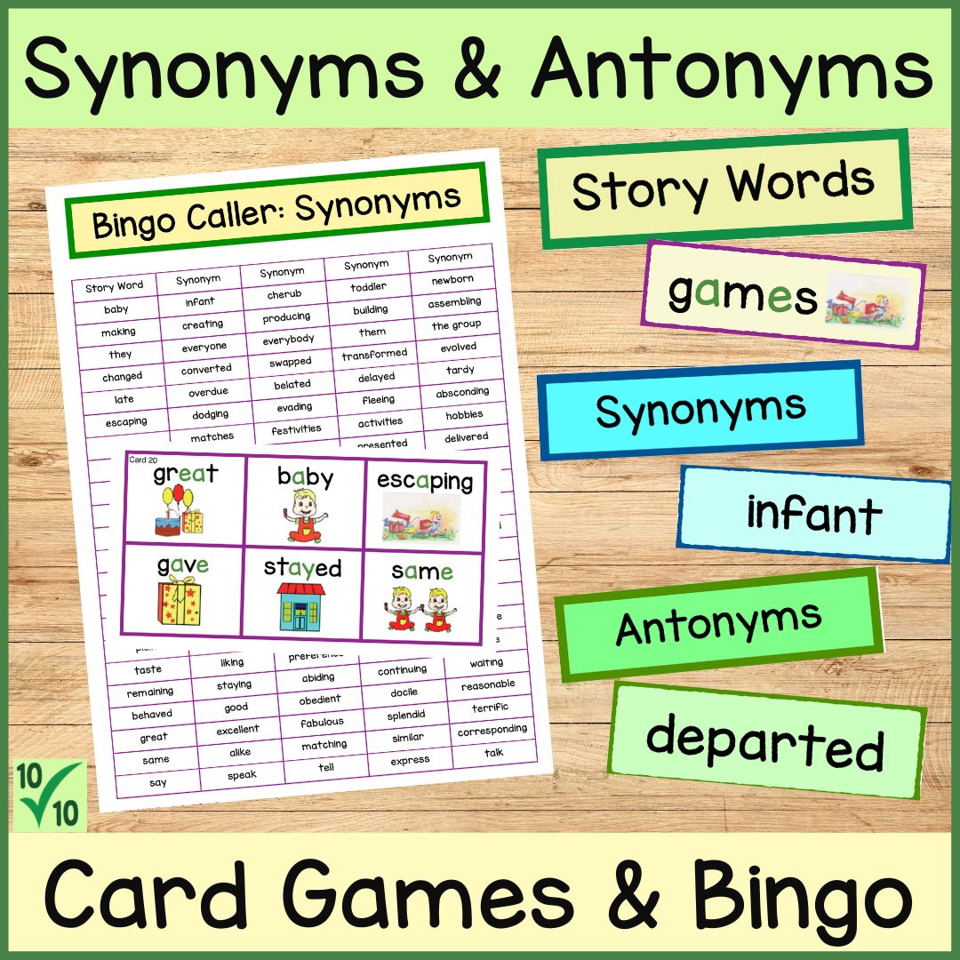 Synonyms And Antonyms Bingo Games Flashcard Activities Plus Bonus Synonyms And Antonyms Bingo Games Flashcard Activities Plus Bonus