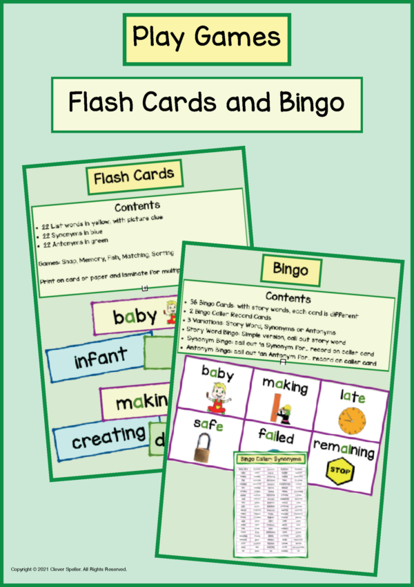 Synonyms and Antonyms Bingo Games & Flashcard Activities plus Bonus ...