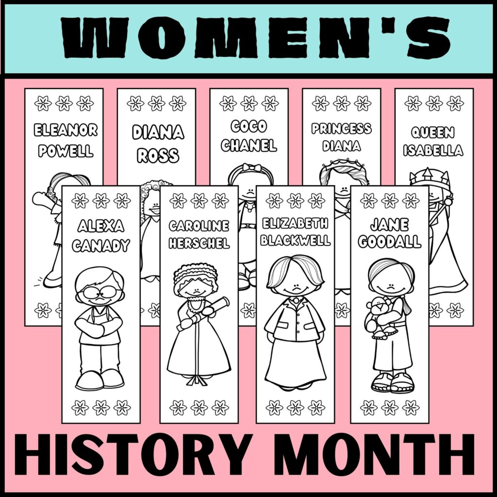 Women's History Month Coloring Bookmarks | 40 Famous Women in History ...