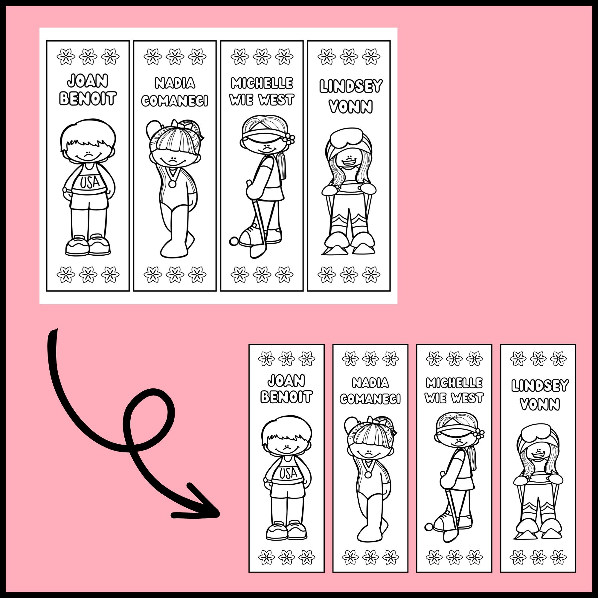 Women's History Month Coloring Bookmarks | 40 Famous Women in History ...