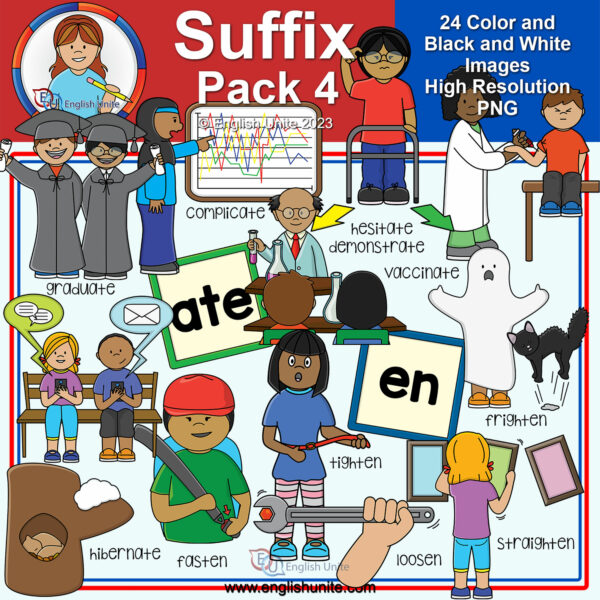 Clip Art - Suffix Pack 4 (ate & en) | Made By Teachers
