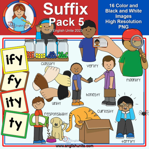 Clip Art - Suffix Pack 5 (ify, fy, ity & ty) | Made By Teachers