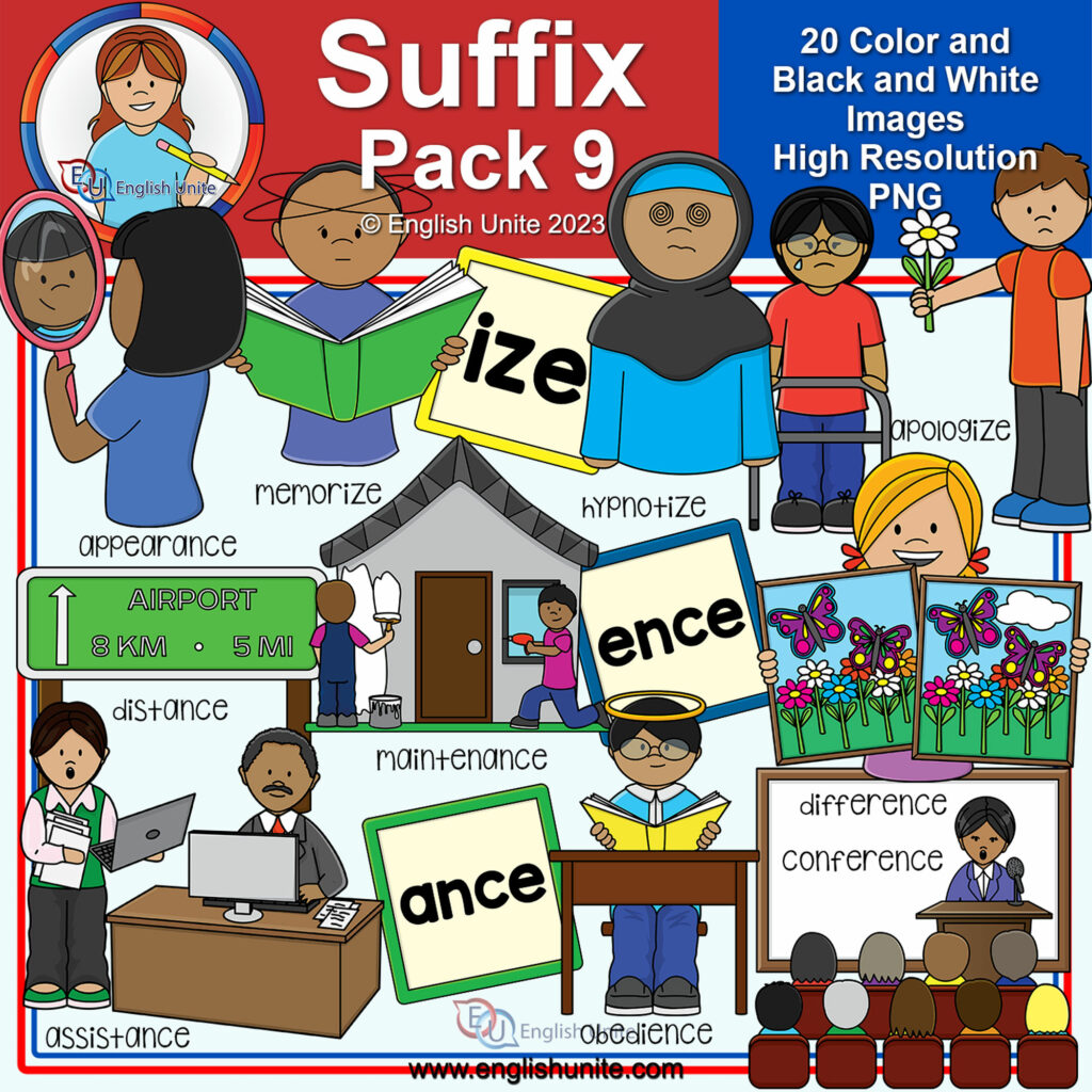 Clip Art - Suffix Pack 9 (ance, ence, ise/ize) | Made By Teachers