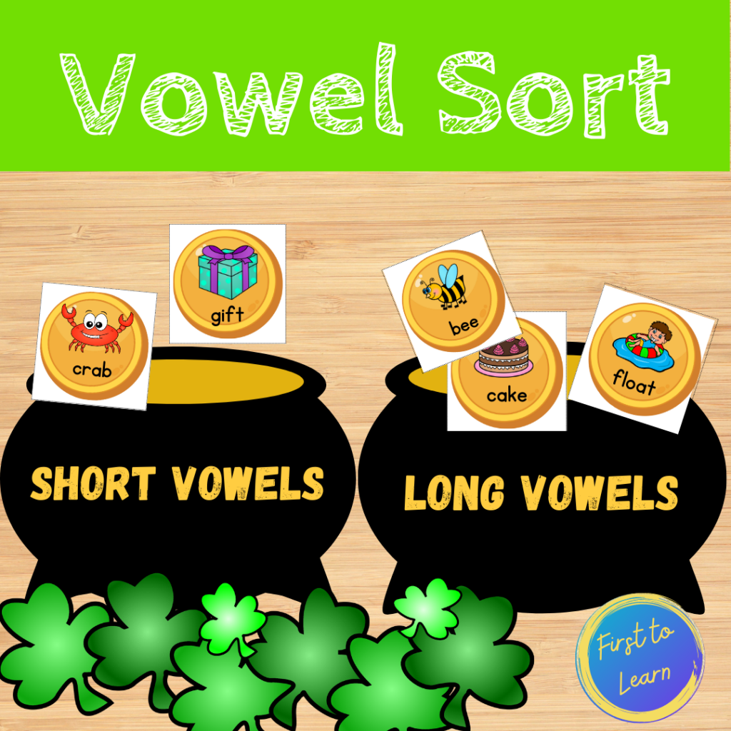 Phonics Center Sort By Vowel St. Patrick's Day First Grade | Made By ...
