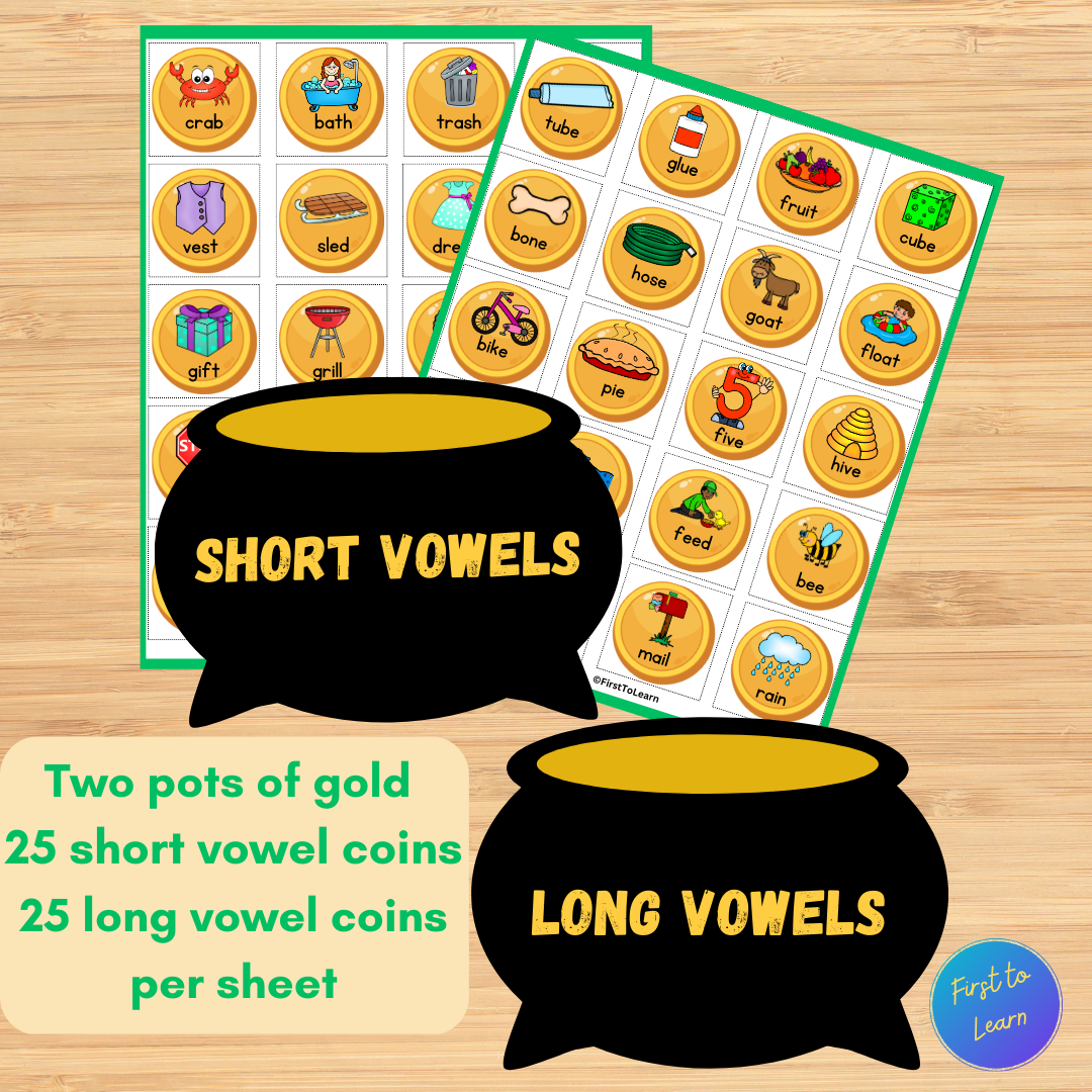 Phonics Center Sort By Vowel St. Patrick's Day First Grade | Made By ...