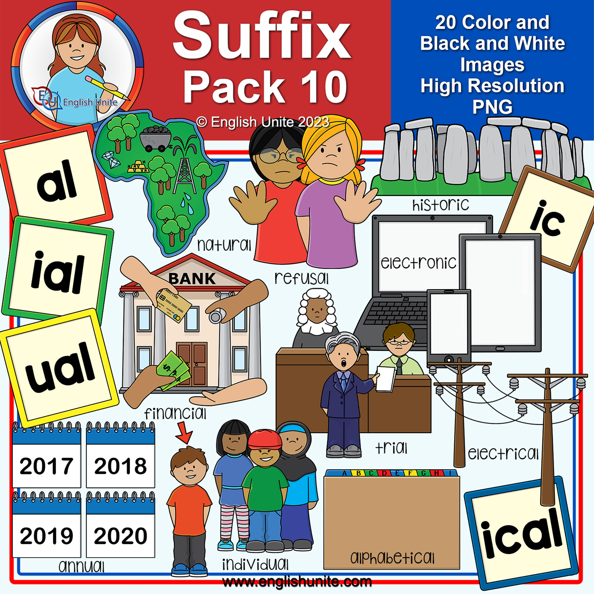 Clip Art Suffix Pack 10 Al Ic Ial Ical And Ual Made By Teachers
