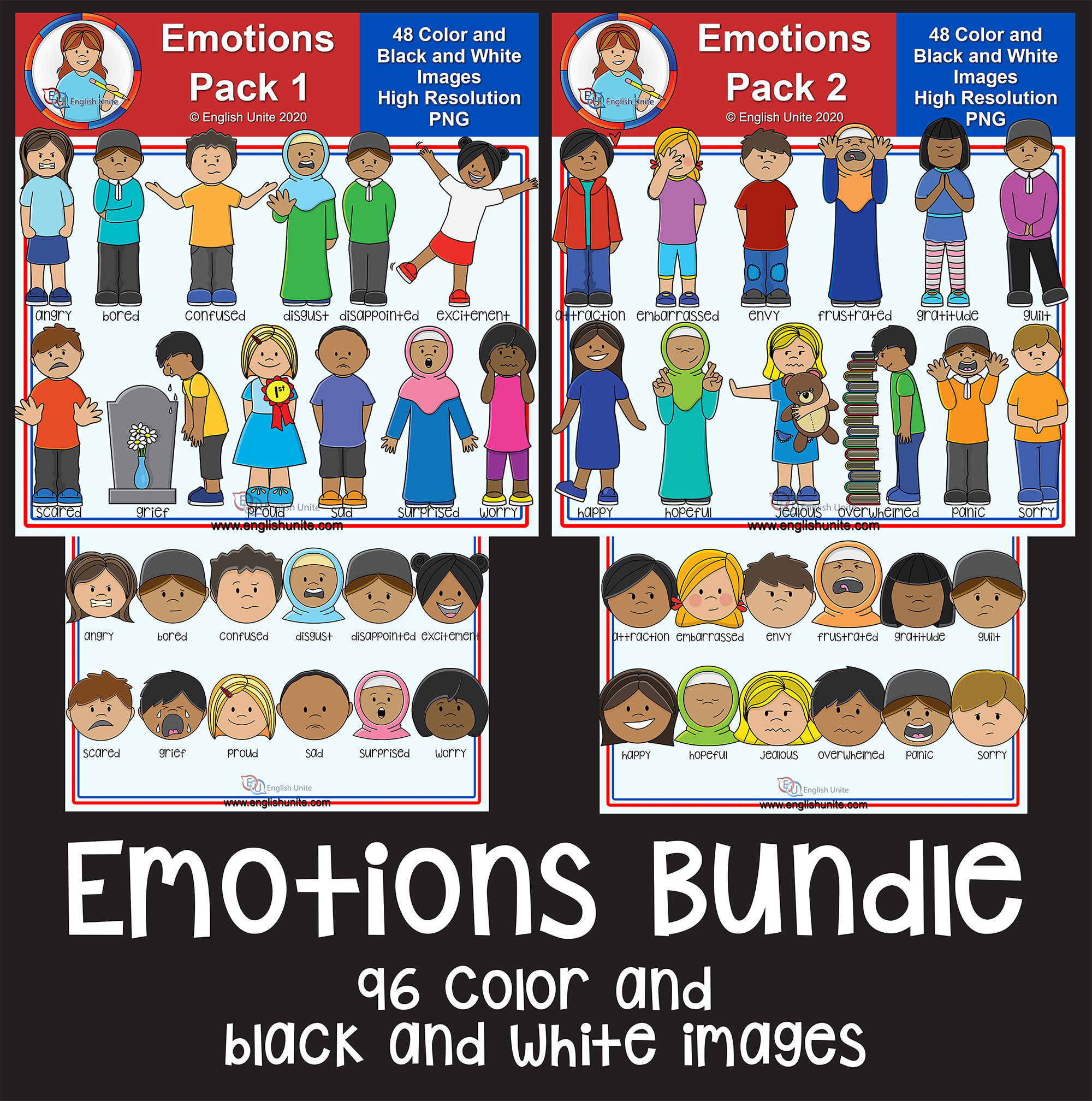 Clip Art - Emotions Bundle | Made By Teachers