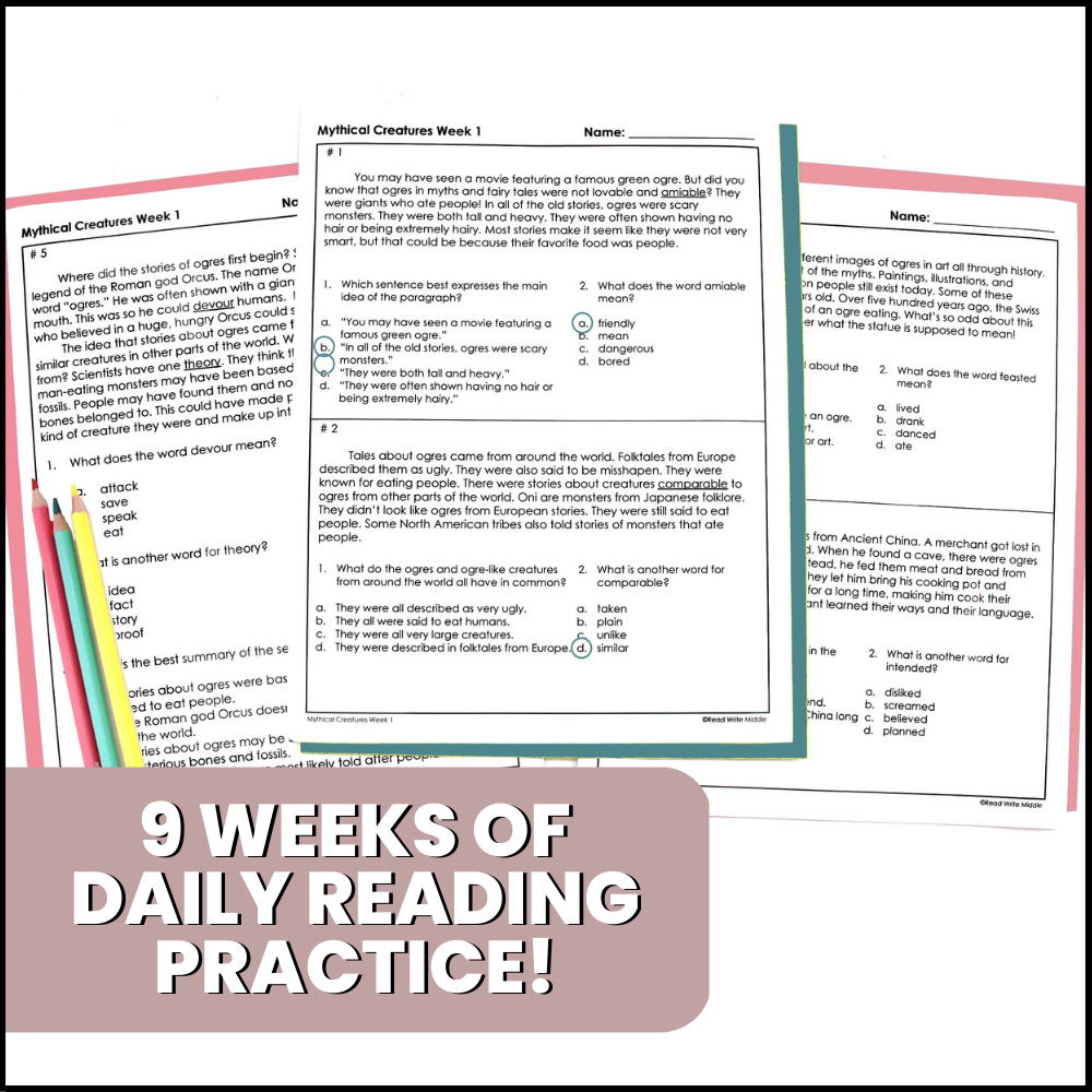 Context Clues Reading Comprehension ELA Bell Ringers Morning Work ...