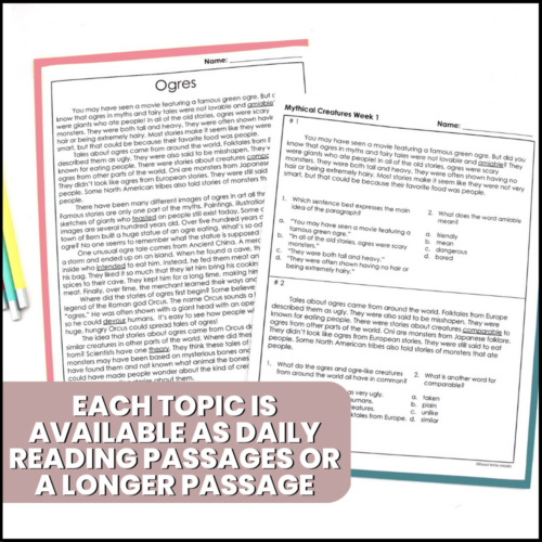 Context Clues Reading Comprehension ELA Bell Ringers Morning Work ...