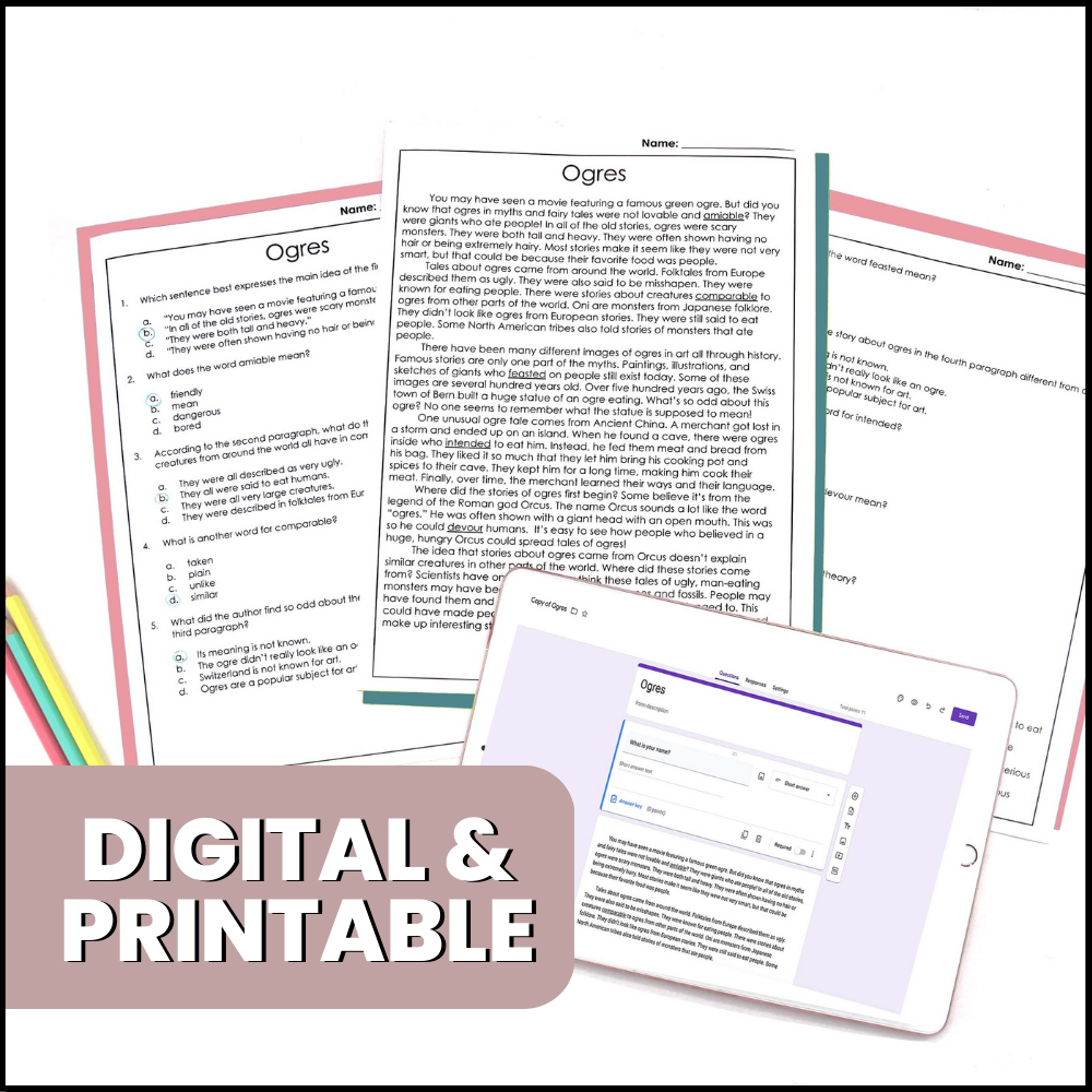 Context Clues Reading Comprehension ELA Bell Ringers Morning Work ...