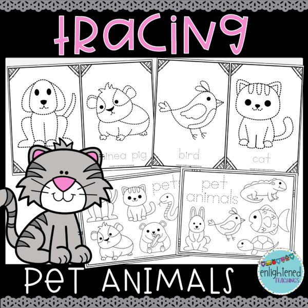 Pet Animals Tracing Worksheets Fine Motor Activity Pets Prewriting ...