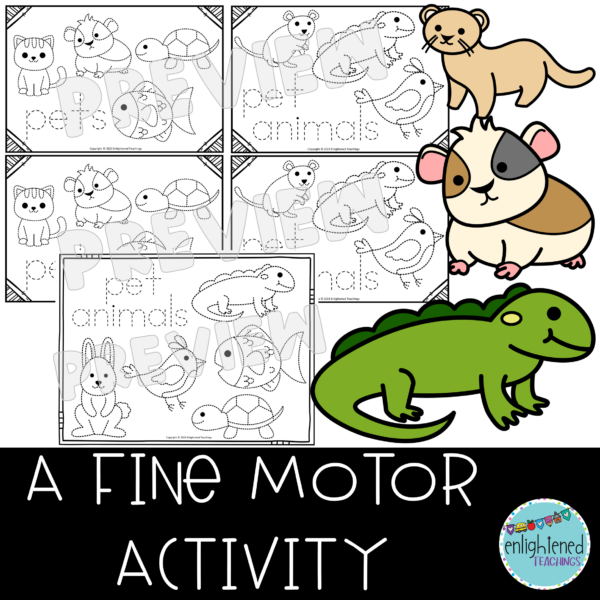Pet Animals Tracing Worksheets Fine Motor Activity Pets Prewriting ...