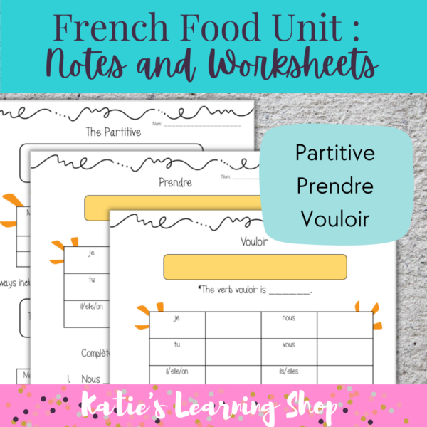 French Food Unit: Notes and Worksheets | Partitive, Prendre, Vouloir ...