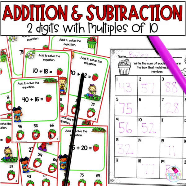 Addition & Subtraction No Regrouping - 1st Grade Math - Task Cards ...