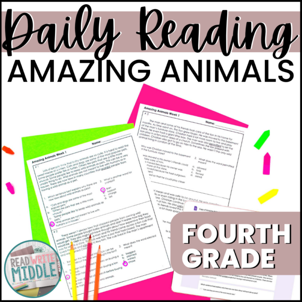 Daily Reading Comprehension Passages Animals Context Clues Inferences ...
