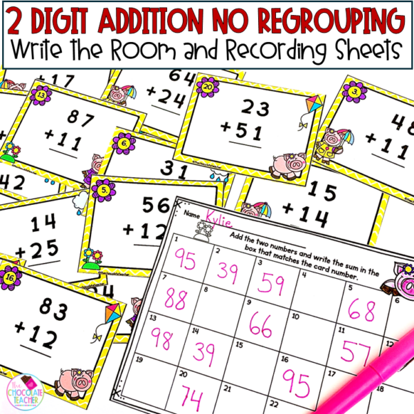 2 Digit Addition No Regrouping - Write the Room - Spring Math | Made By ...