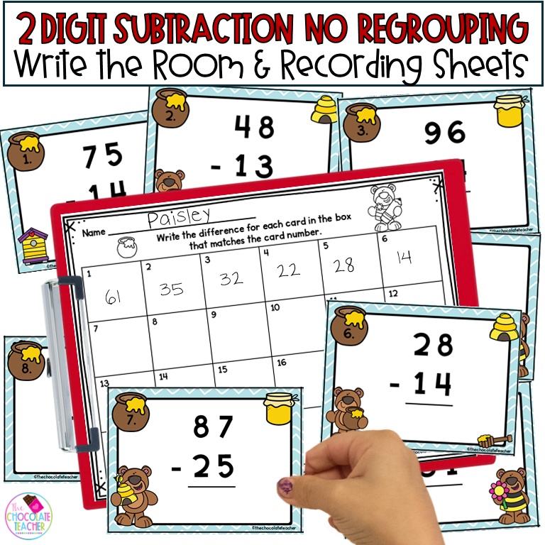 2 Digit Subtraction No Regrouping - Write the Room - Spring Math | Made ...