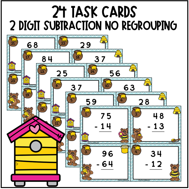 2 Digit Subtraction No Regrouping - Write the Room - Spring Math | Made ...