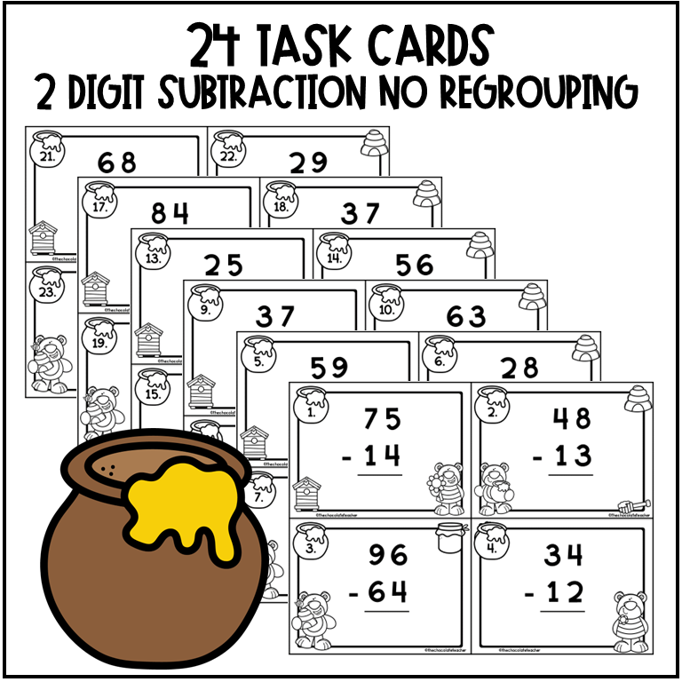 2 Digit Subtraction No Regrouping - Write the Room - Spring Math | Made ...