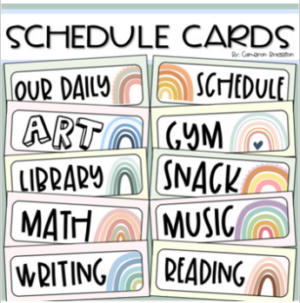 Daily Classroom Schedule Agenda Cards Boho Modern Muted Rainbow Theme ...