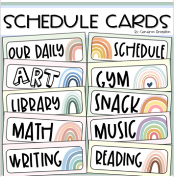 Daily Classroom Schedule Agenda Cards Boho Modern Muted Rainbow Theme ...