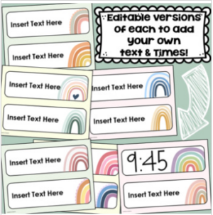 Daily Classroom Schedule Agenda Cards Boho Modern Muted Rainbow Theme ...