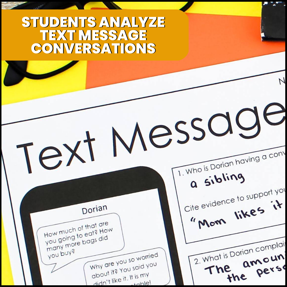 Fall Text Message Analysis Making Inferences & Citing Evidence | Made ...