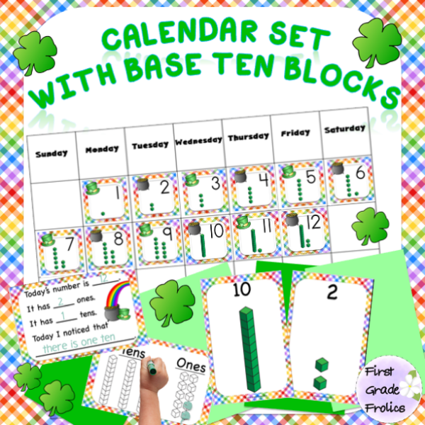 March Lucky Calendar Pieces with Base Ten Blocks | Made By Teachers